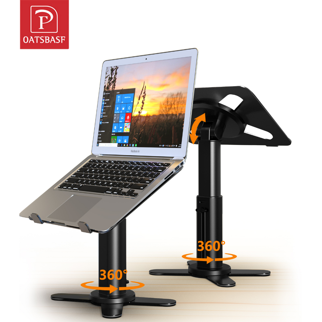 OATSBASF Aluminum Alloy 360° Rotation Laptop Holder Adjustable Height ...