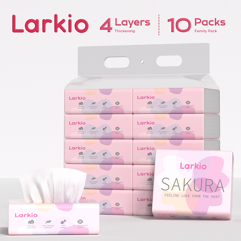 Organic facial tissue 4 layers 10 packs Extra thick skin-friendly ...