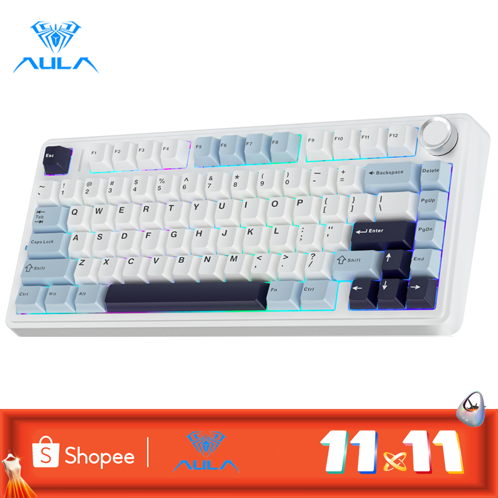 AULA F75 Mechanical Keyboard 75% 80 Key RGB Tri-Mode Wired Bluetooth 2.4G Gasket Structure Hot ...
