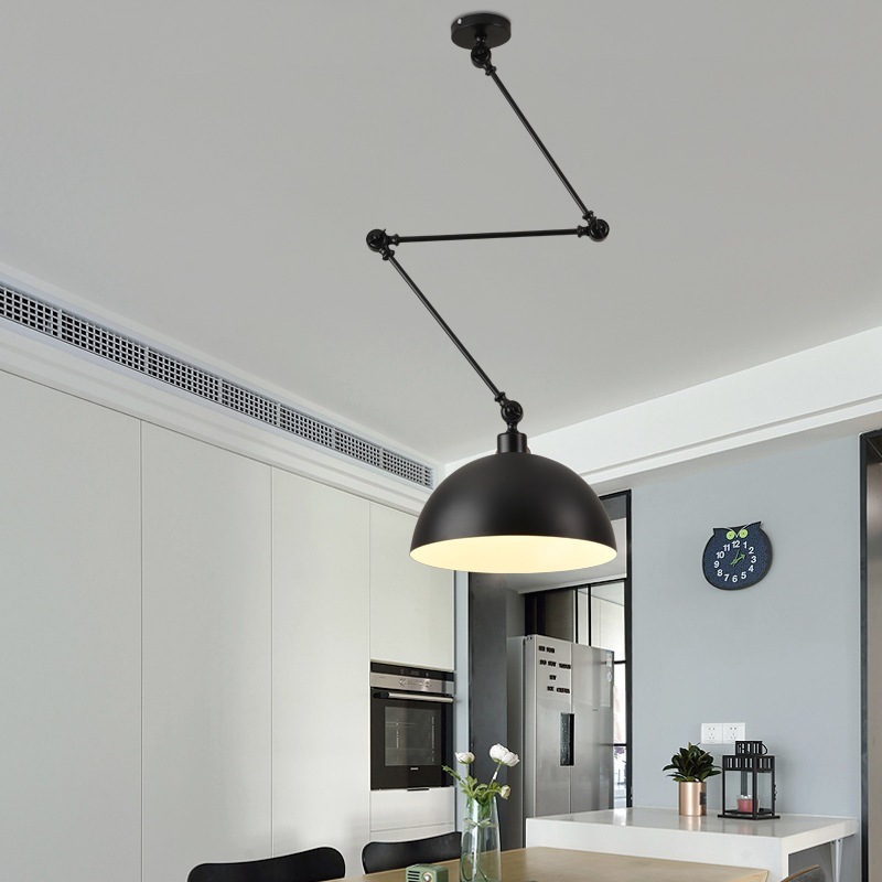 Industrial Kitchen Island Chandelier Swing Arm Adjustable Dome Pendant Light With Macaron Metal ...