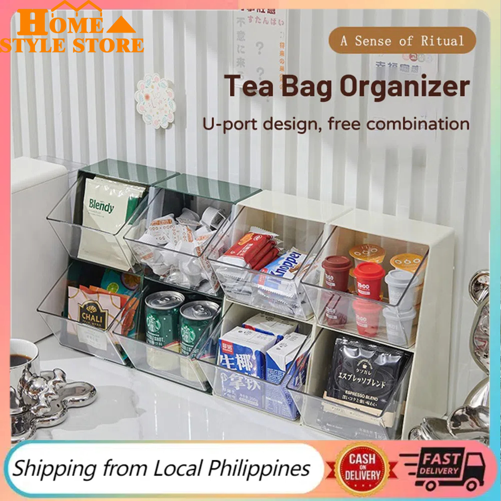 Double Layer Coffee Storage Box Acrylic Tea Bag Organizer Rack Desktop ...