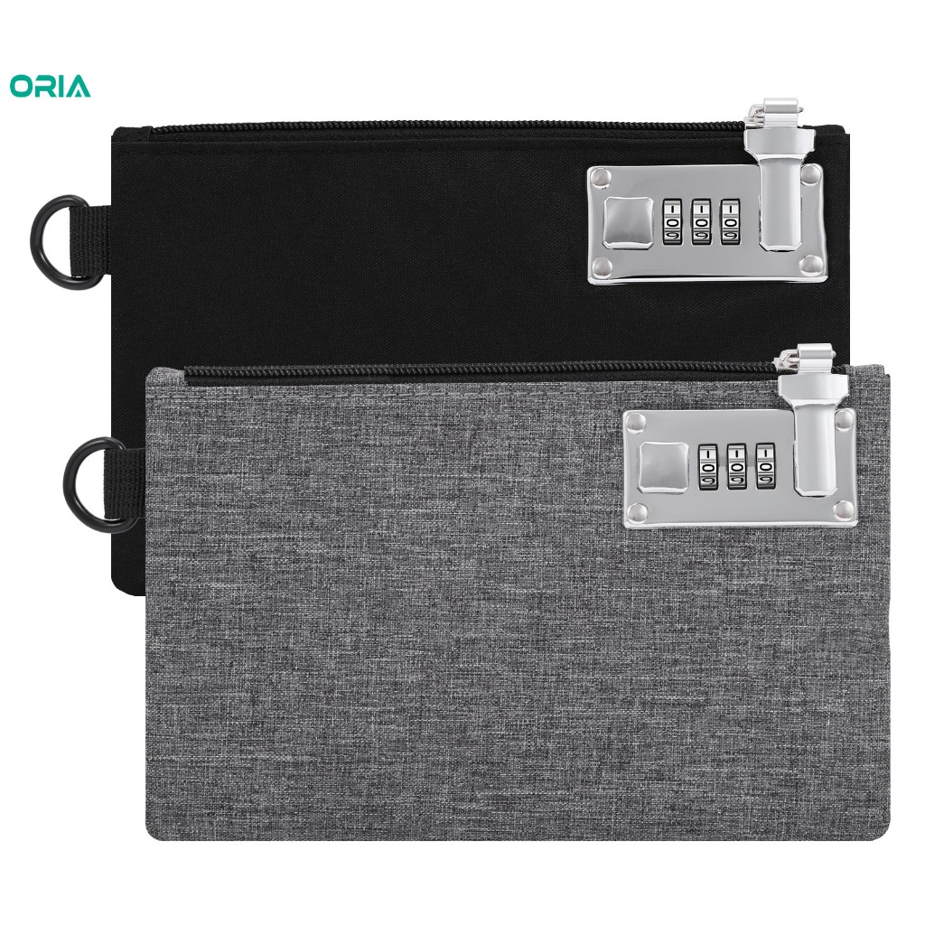 ORIA 3-digit Code Storage Cash Bag Lockable Money Bag for Cash ...