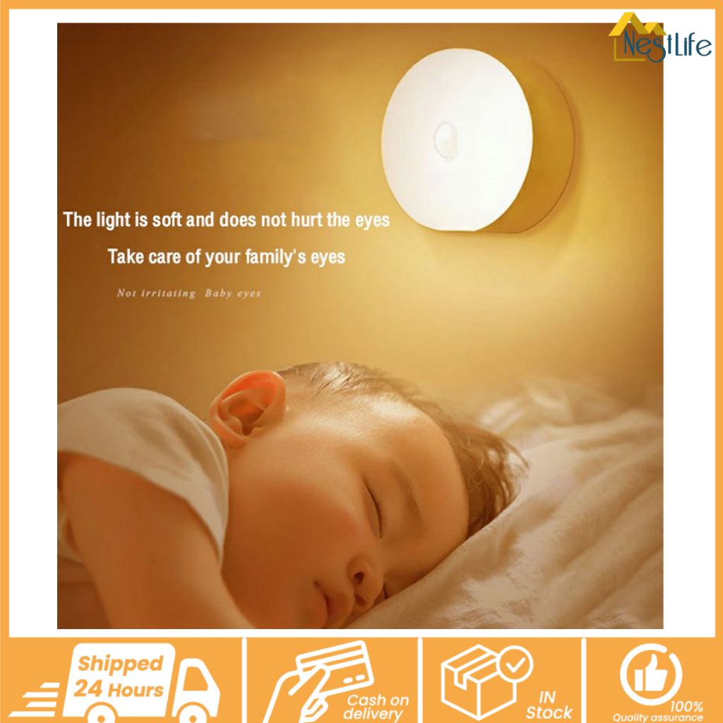 Stick Tap Push Lamp Night Light Motion Sensor USB Rechargeable Stick-on ...