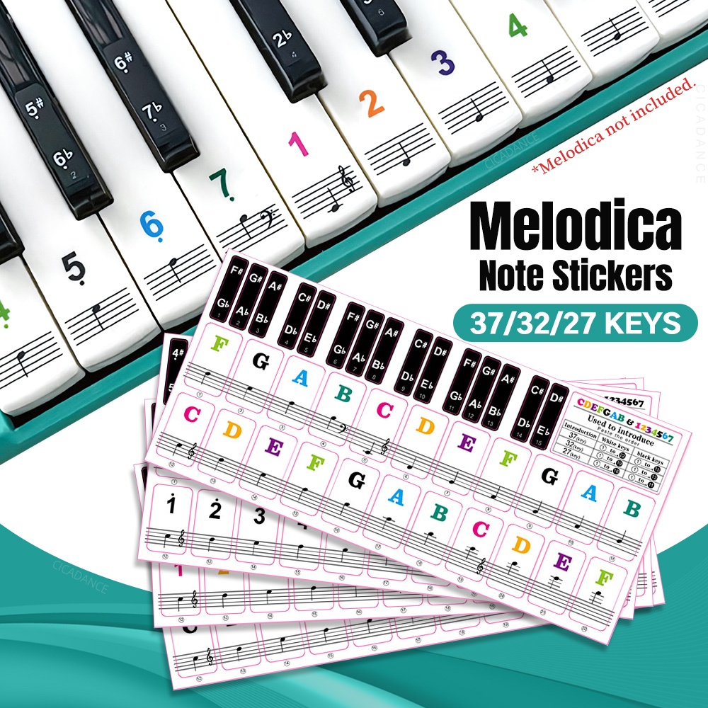 Melodica/Piano Keyboard Sticker 37/32/27 Keys PET Transparent Material ...