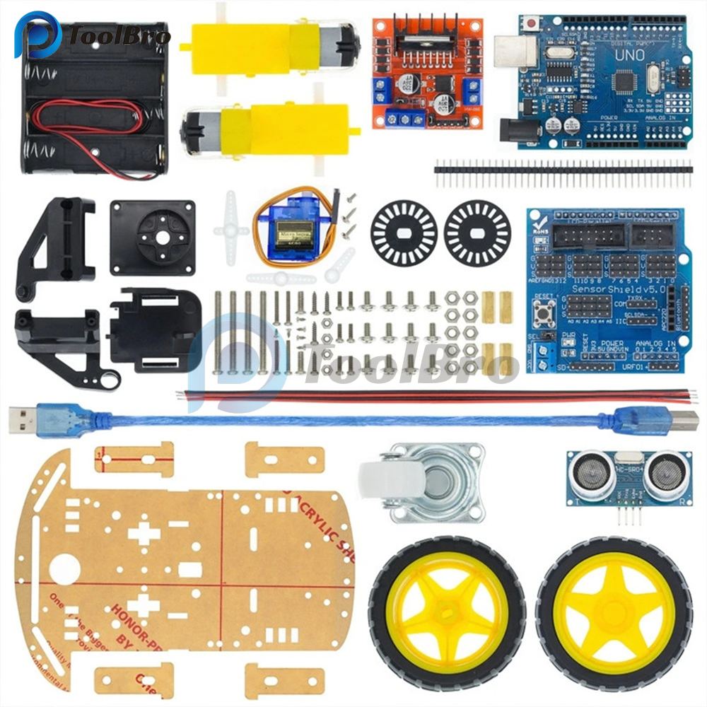 Arduino car kit diy Avoidance Tracking Motor Smart Robot Car Chassis ...