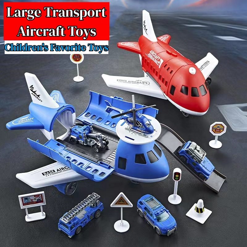 Large Storage Transformer Airplane Toy with Sounds Lights with 3 Cars ...
