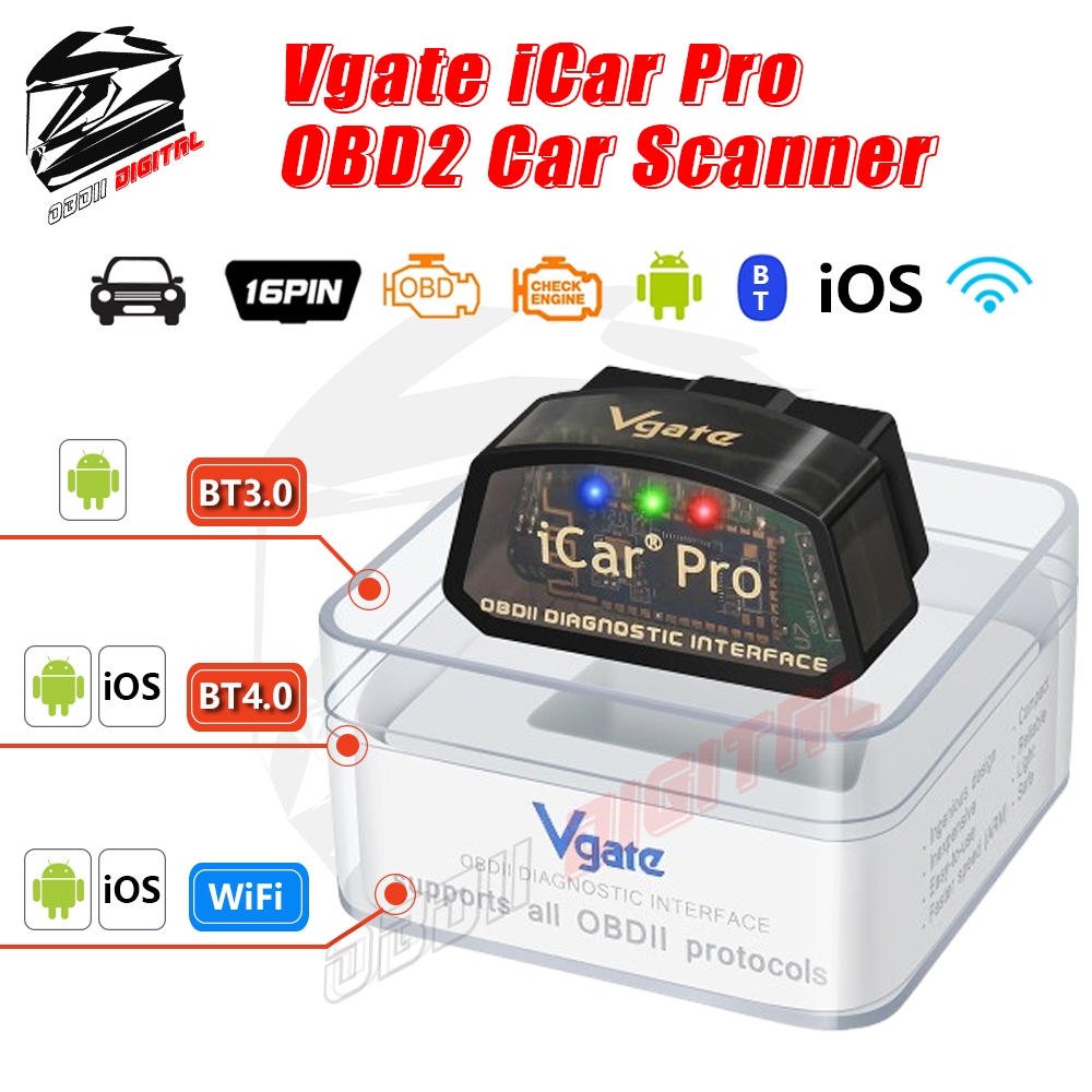 Vgate iCar Pro ELM327 V2.3 Bluetooth Car Scanner OBDII iOS Android WiFi Engine DTC Check Torque ...