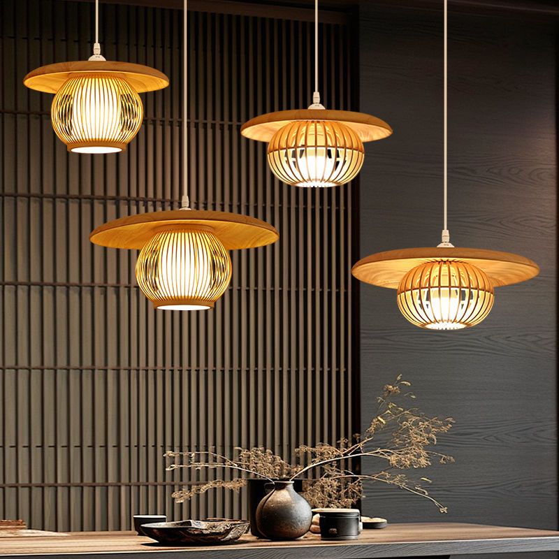 SIMI Japanese Lantern Lamp Rattan Handmade Weaving Ceiling Lights ...