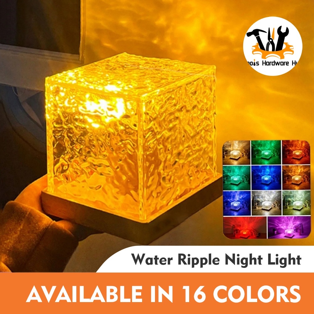 Water Ripple Night Light 16 Colors RGB Crystal Lamp Aurora Starry Sky ...