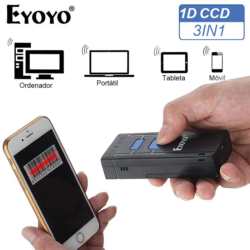 Eyoyo Mini 1D Laser Wireless Barcode Scanner 3IN1 Via Bluetooth USB ...