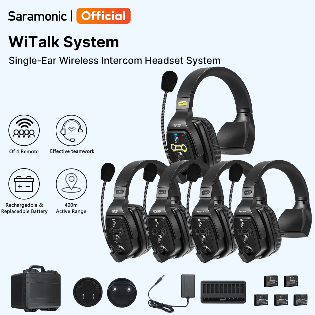 Saramonic WiTalk System Single-Ear Wireless Intercom Headset System Head-Mounted Integrated ...