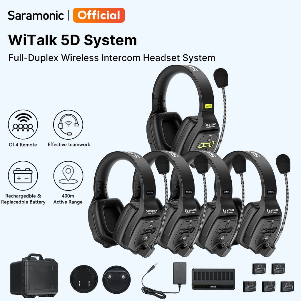 Saramonic WiTalk WT5D Professional Wireless Intercom Headset System ...