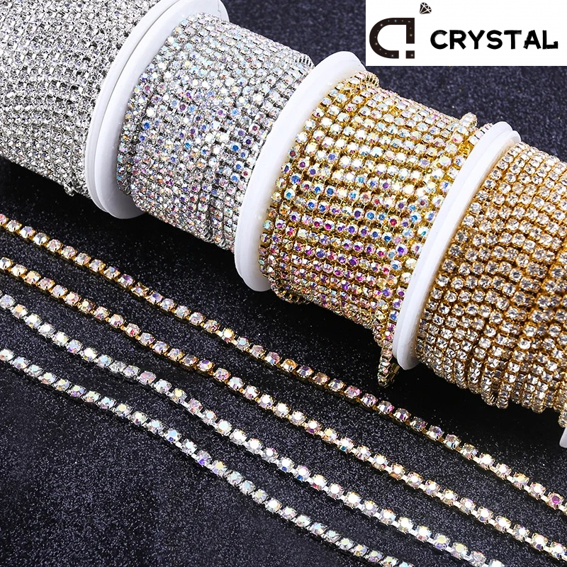 1Yard/91cm Rhinestones Chain Crystal Glitter Sewing Chain for Dresses ...