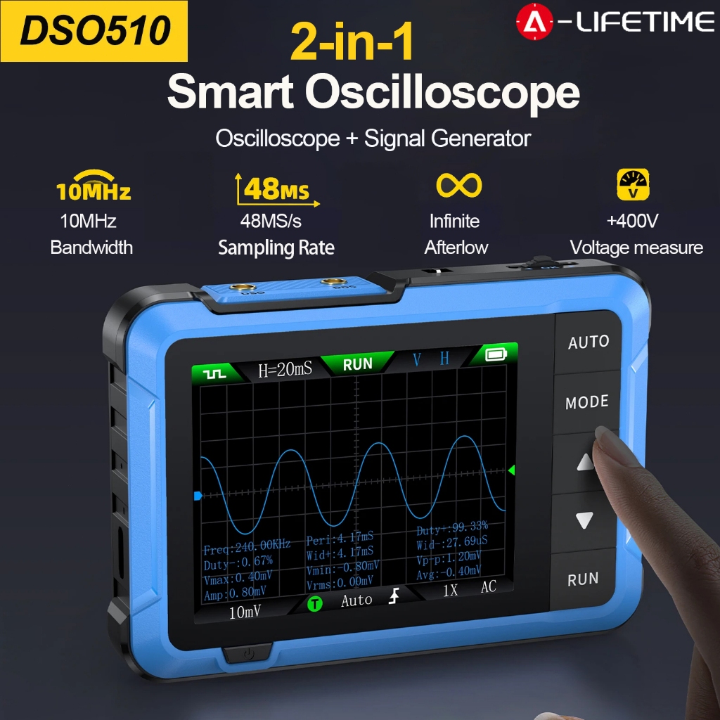 DSO510 New 10MHz Digital 2-in-1 Oscilloscope Signal Generator 48MS/s ...