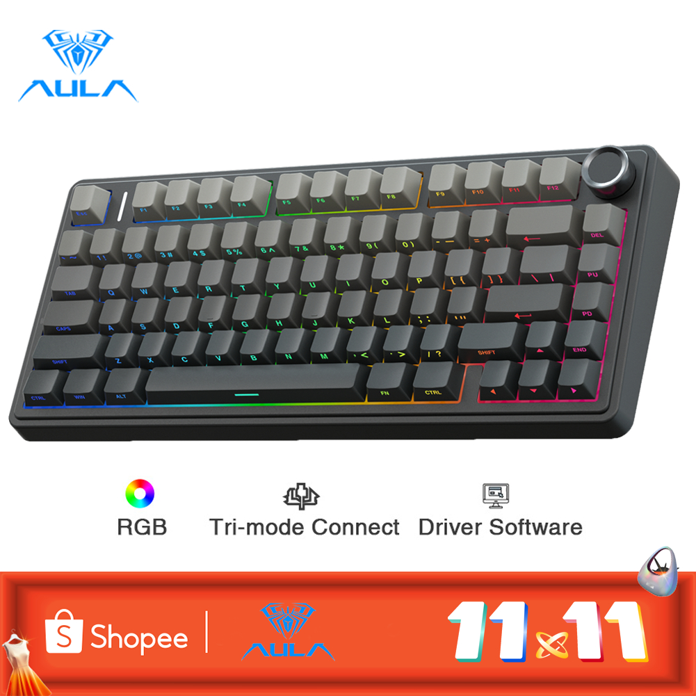 AULA F75 Mechanical Keyboard 75% 80 Key RGB Tri-Mode Wired Bluetooth 2 ...