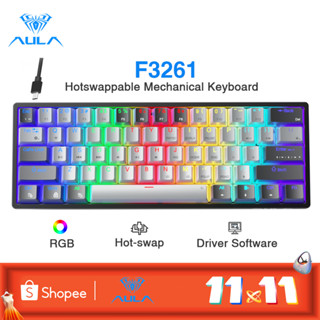 AULA F3261 61 Keys Wired Mechanical Keyboard RGB Hot Swappable Compact ...