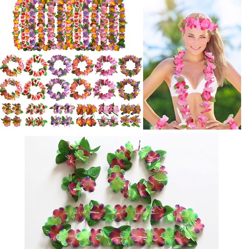 4 Pack Hawaiian Leis Bulk, Tropical Flower Leis Hawaiian Leis Beach ...