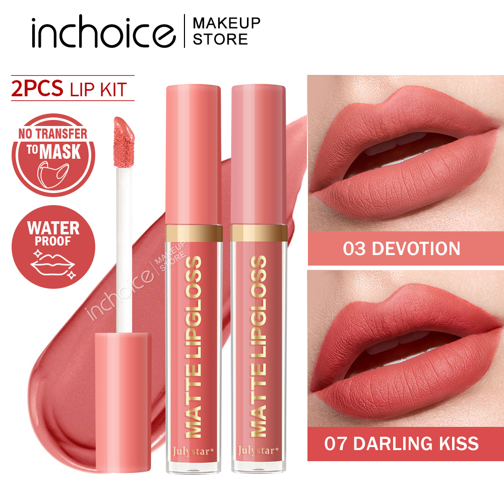 2PCS LIP KIT Waterproof Lipstick 16HR Longlasting Soft Matte Finish ...