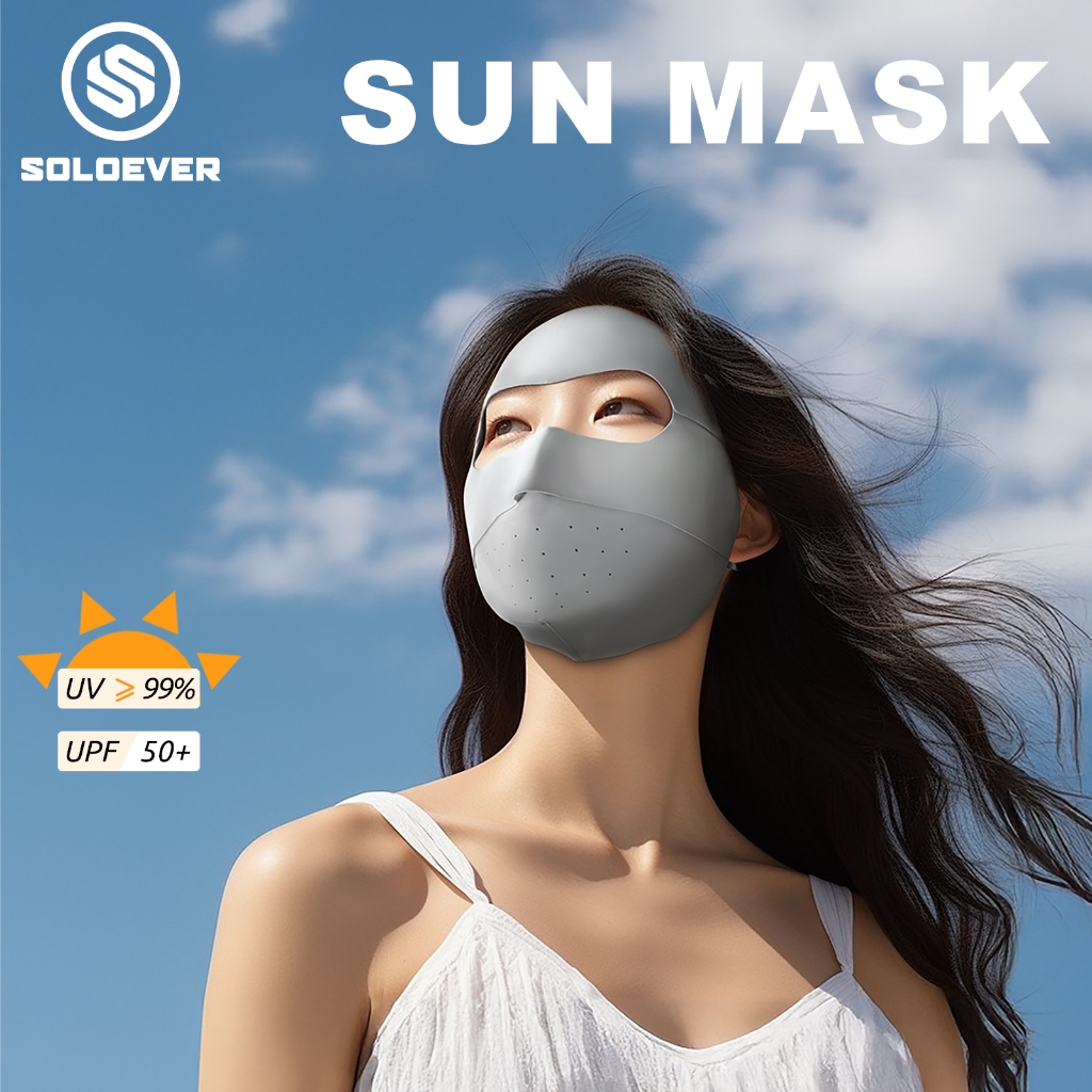 SOLOEVER Full Face Sun Mask UPF 50+, UV Protection, Breathable, Double ...