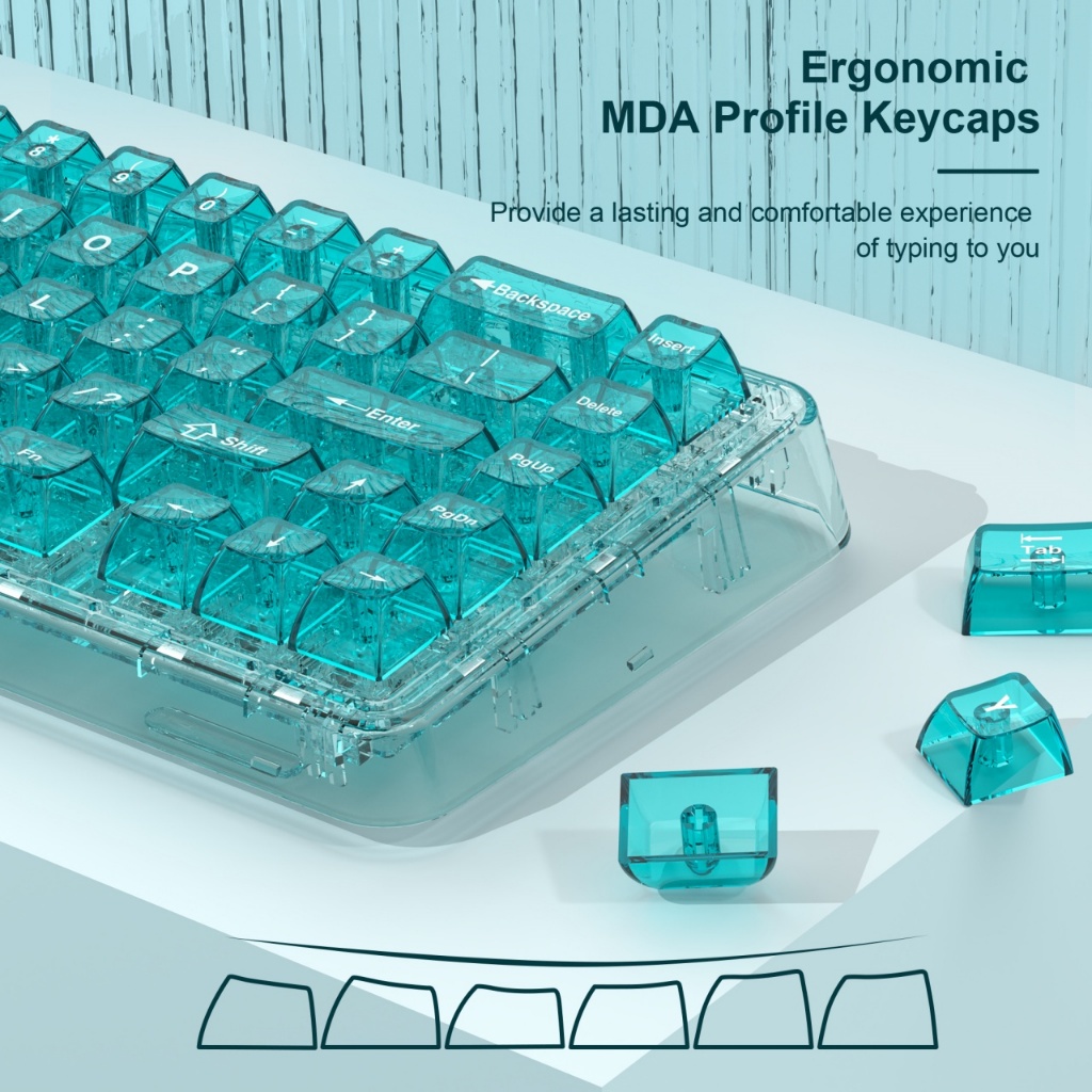 WOMIER 114 Keys Clear Green MDA Profile Keycaps Transparent Key Cap ...