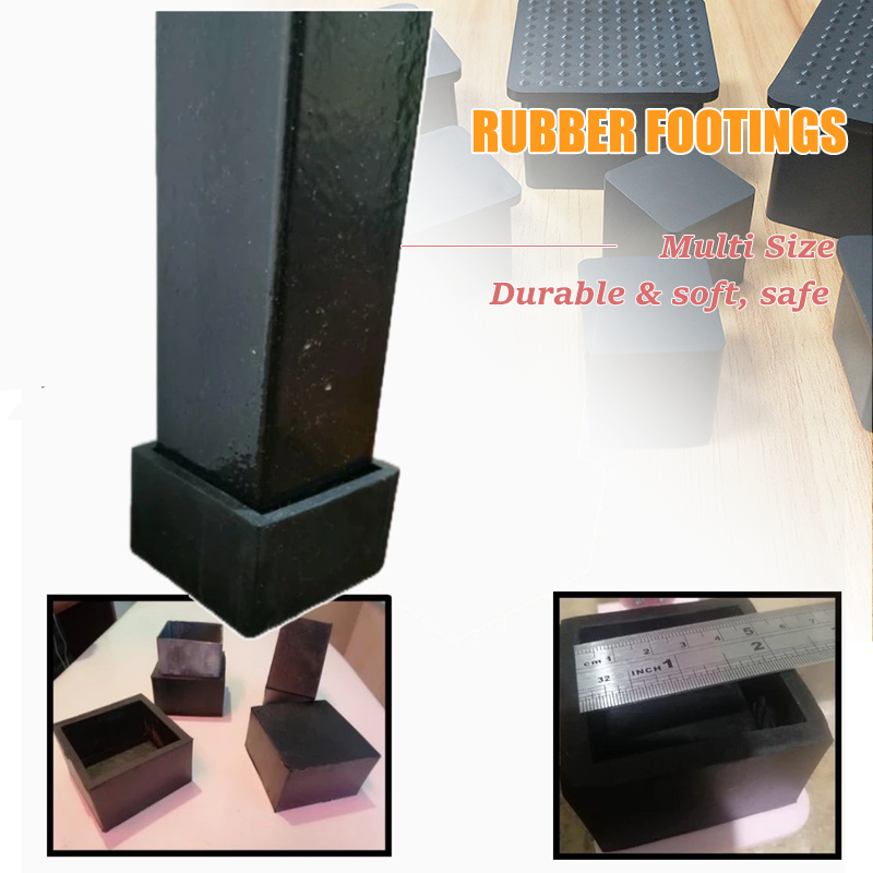 Square Rectangle Rubber Footings Chair Table Foot Cover Furniture Anti ...