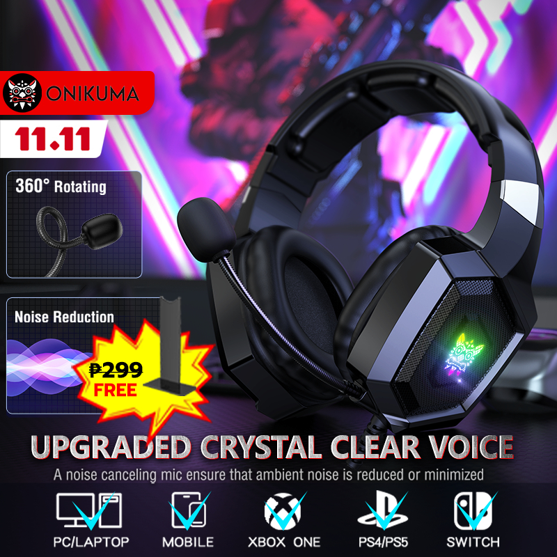 Onikuma K8 RGB Gaming Headset Gaming Headset compatible with both PC ...