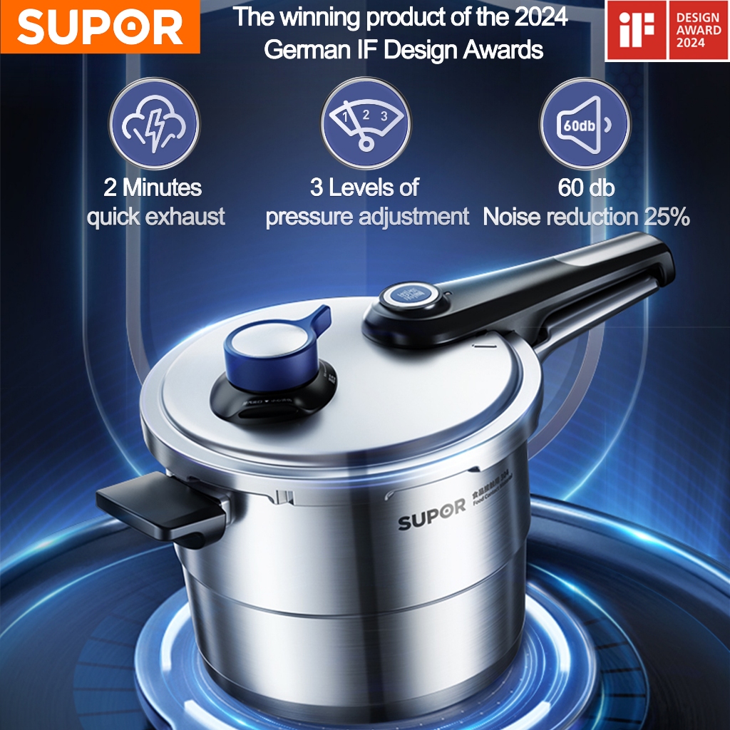 Supor Original 304 Stainless Steel Pressure Cooker 3-Stage Pressure ...