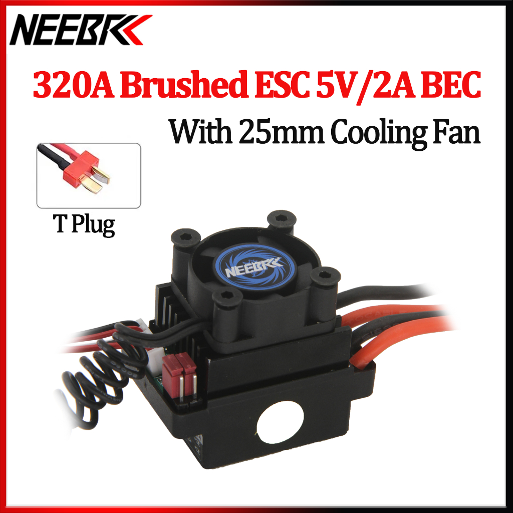 NEEBRC 320A Waterproof Brushed ESC 5V/2A BEC 60A Speed Controller 2-3S ...