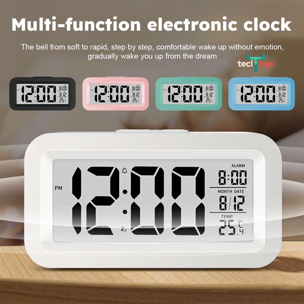 LED Digital Backlight Display Table Alarm Clock Snooze Temperature ...