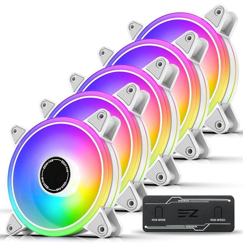 EZDIY-FAB White Moonlight 120mm ARGB PWM Case Fan with RGB PWM Fan Hub ...