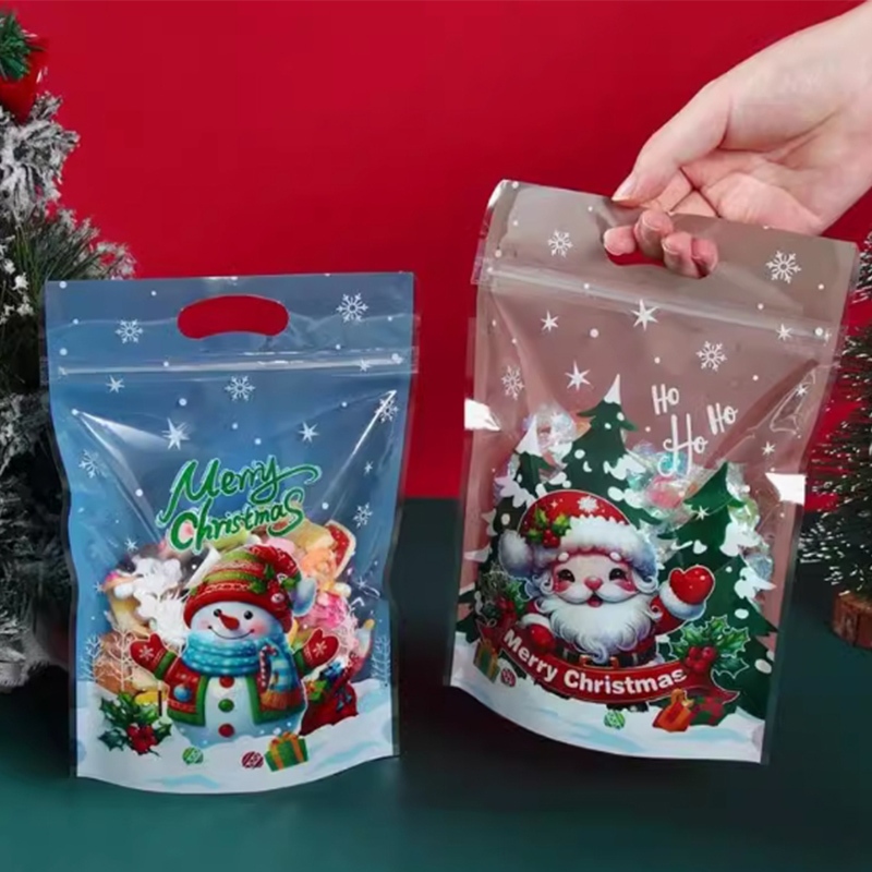 20pcs Christmas Zipper Lock Bag Santa Claus Snowman Bag Candy Cookies ...
