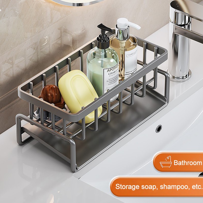 Metal Sponge Drainer Rack With Towl Holder Kitchen Bathroom Sink ...