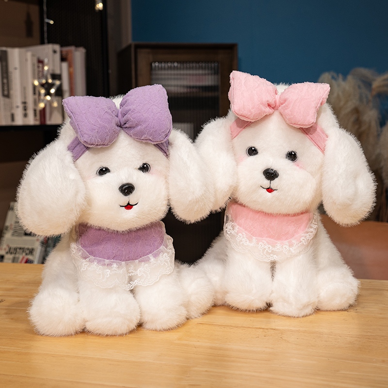 White Teddy Dog Plush Toy Cute Puppy Soft Plushie for Dog Stuffed Toy ...