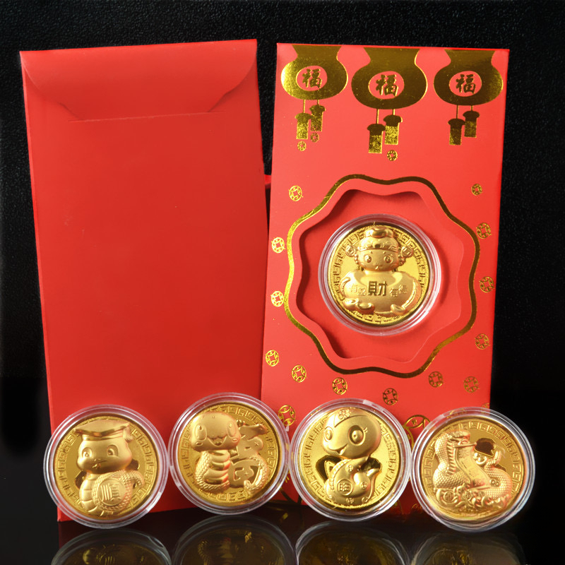 2025 Snake Year Ampao Gold Coin Angpao Red Envelopes with Gold Coin ...