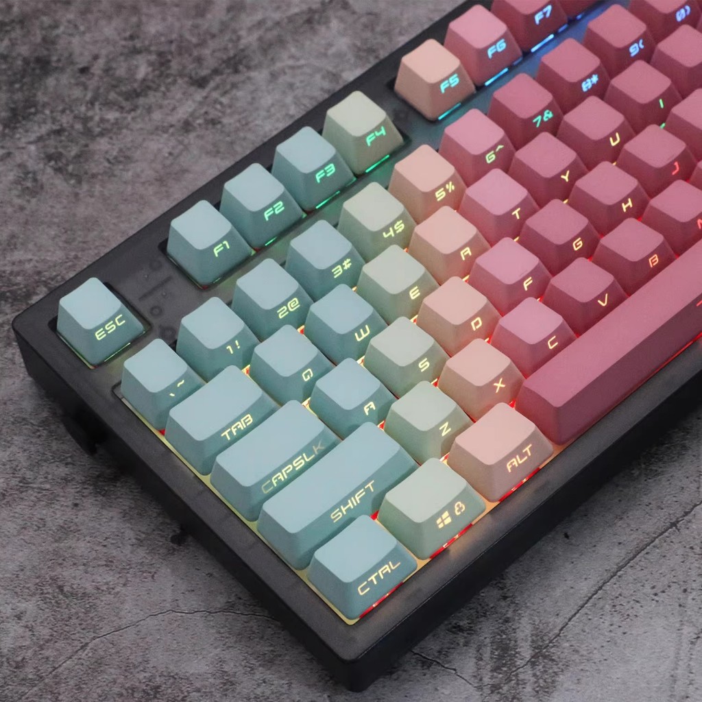 Clear Rainbow Translucent Keycaps PBT OEM Profile Top Side Backlit ...