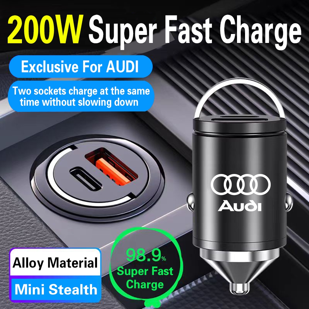 For AUDI Car Phone Quick Charger 200W Type C PD QC3.0 USB Dual Ports ...