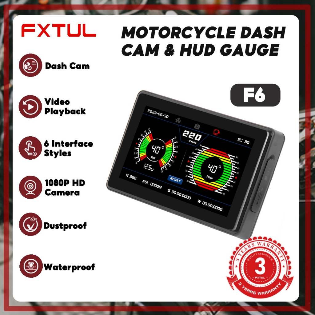 FXTUL F6 Motorcycle Dash Dual 1080P Motorcycle DVR 110° Angle ...