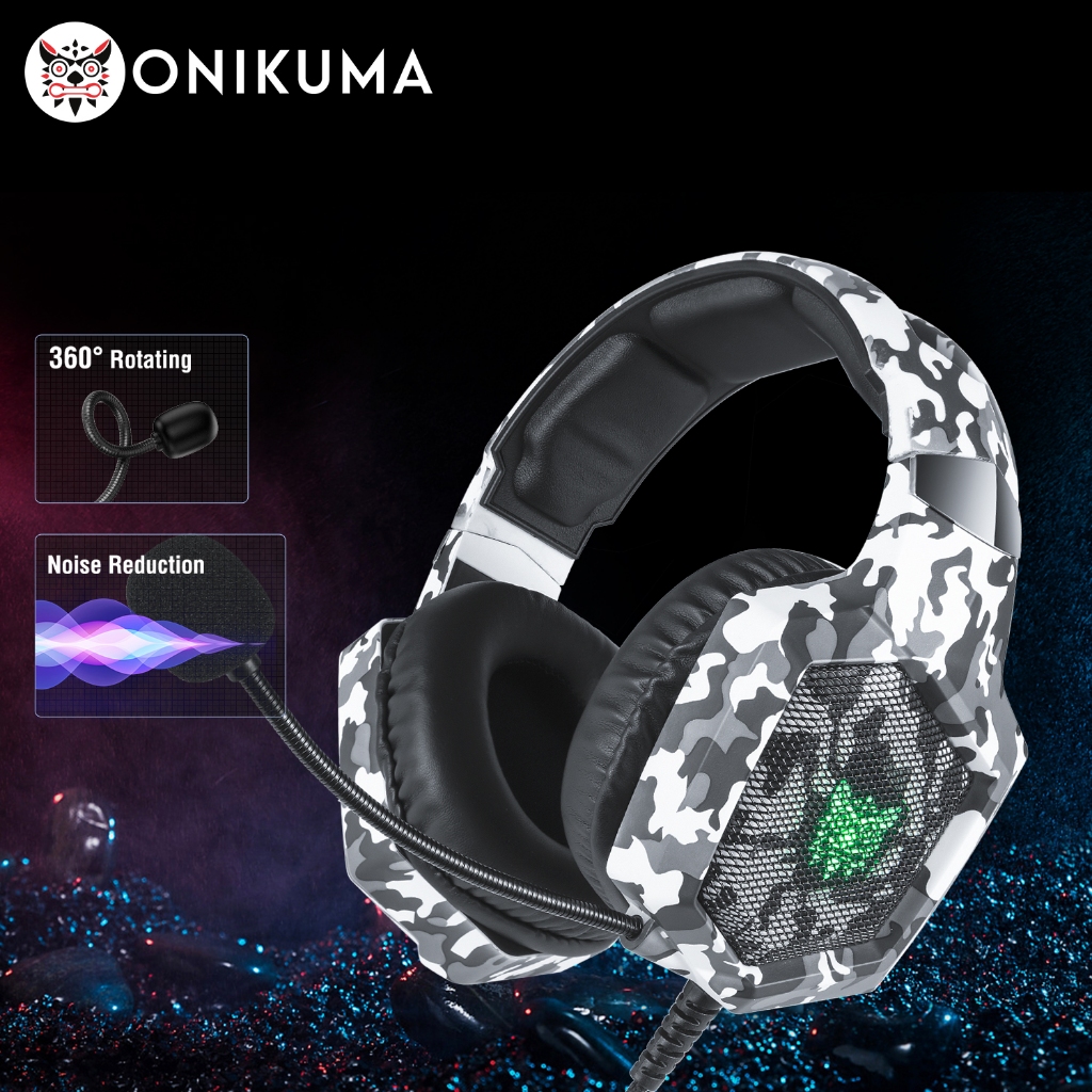 Onikuma K8 Camo white Wired headphones with microphone gaming ...