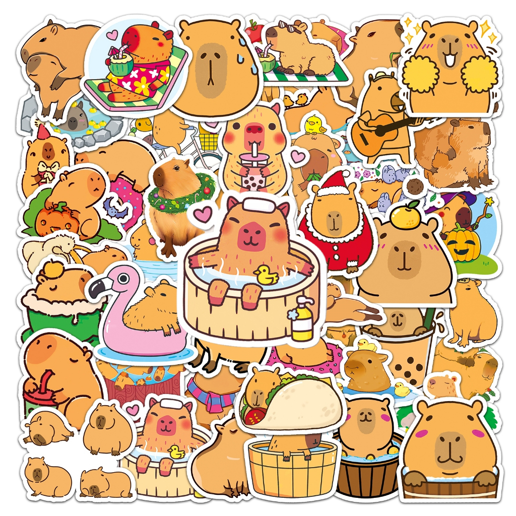 50 Piece Funny Capybara Stickers Waterproof DIY For Phones Laptop Car ...