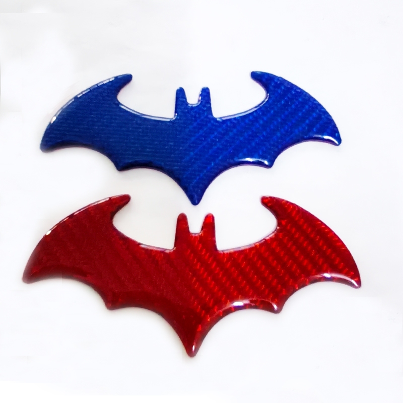 1 x High Quality Carbon Fiber Red Blue 3D Dark Knight Batman Bat Logo ...