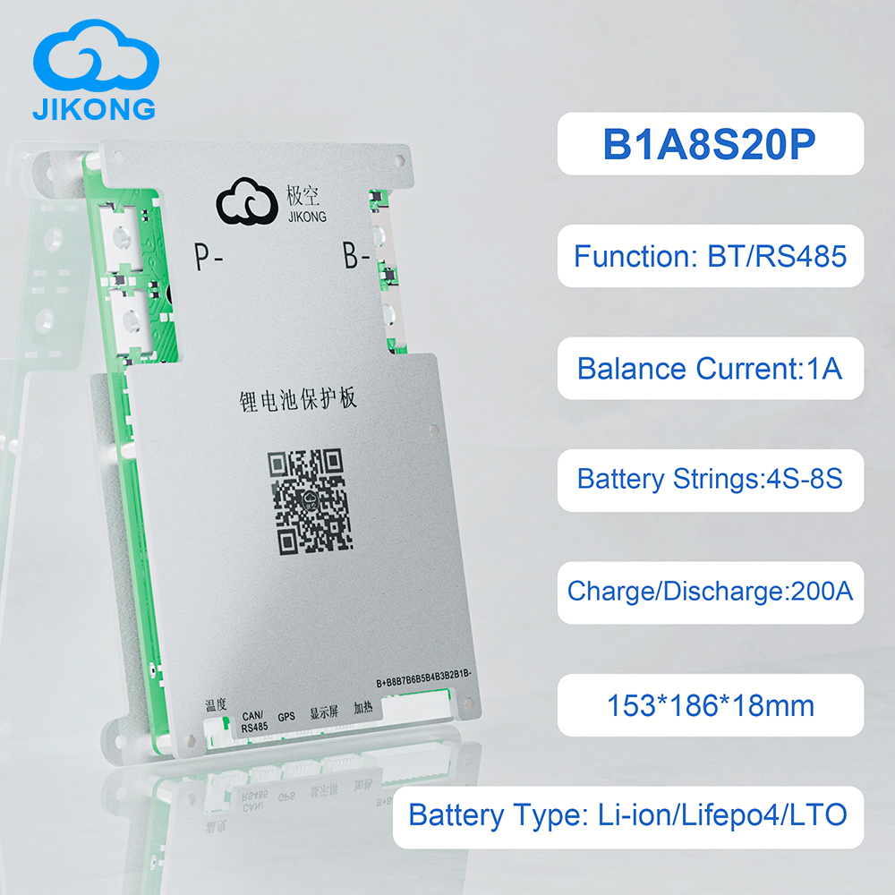 JIKONG BMS B1A8S20P 1A Active Balance Heat CAN RS485 3S 4S 7S 8S 200A LiFePo4 Li-ion Smart JKBMS ...