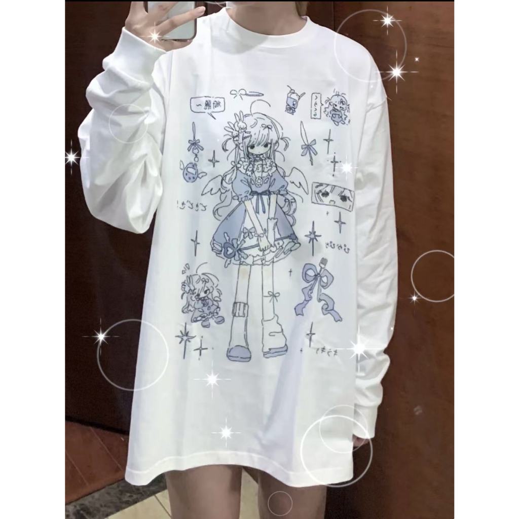 Japanese Anime Rabbit Rabbit Angel Printing Sweet Subculture Y2k Loose ...