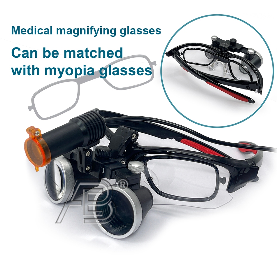 Dental 2.5X/3.5X Binocular Loupes Magnifying Glasses 5W LED Headlight ...