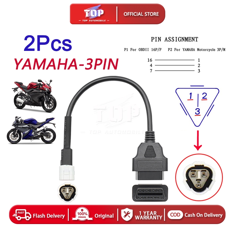 Ready Stock 2Pcs OBD Motorcycle 3 Pin Plug Cable for Yamaha Cable ...