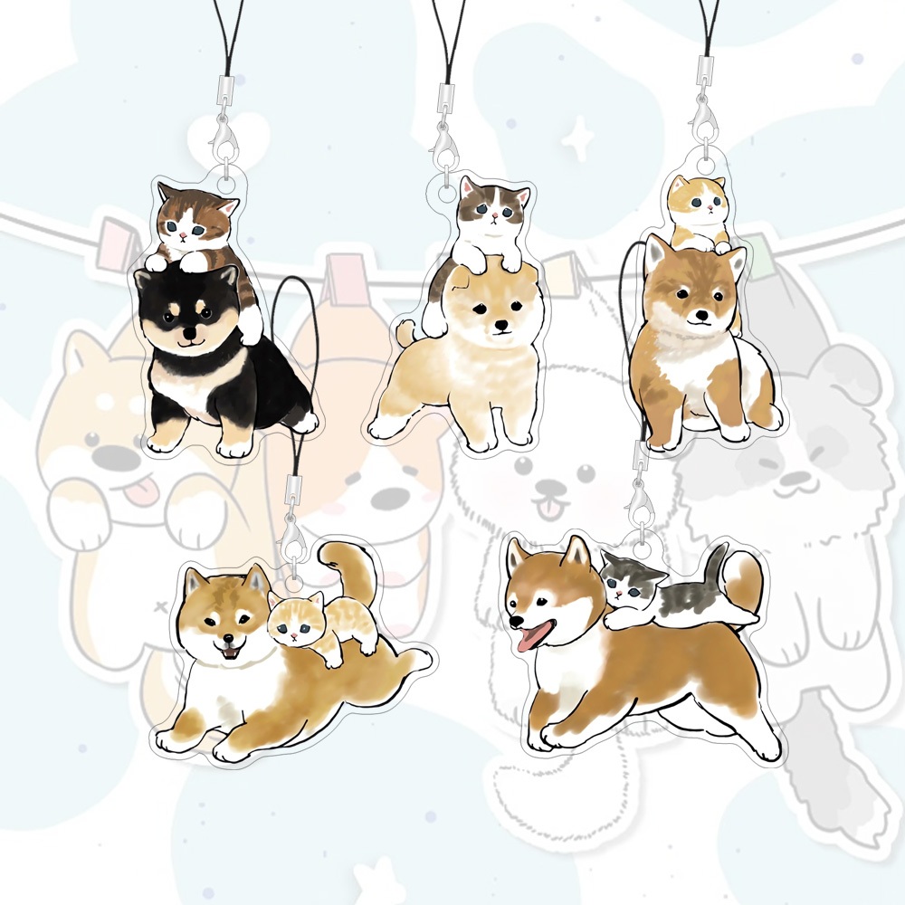55mm Friendship Phone Straps Mofusand Cute Cat Dog Cartoon Acrylic Bag ...
