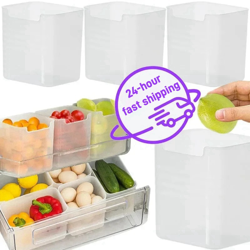 Refrigerator Organizer Fridge Side Door Storage Box Clear Plastic Food ...