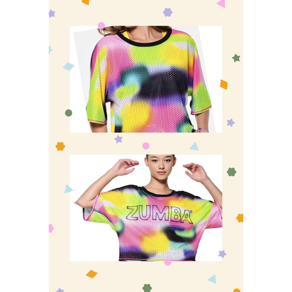 ZW Dance Speed Drying Mesh Top Zunba Tropical Rainforest Rainbow Series ...