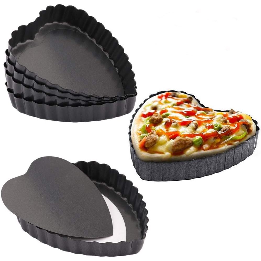 Gutsdoor Mini Tart Pan 4 Inch Heart Shape with Removable Bottom Quiche ...