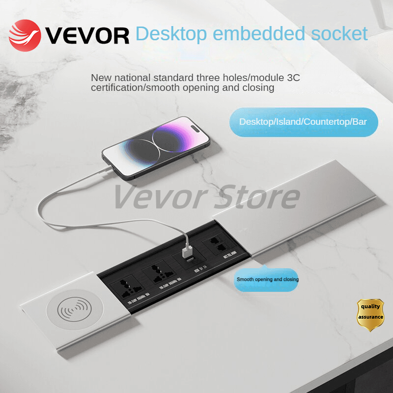 Embedded Desktop Socket Side Sliding Hidden Multi-function Socket With Wireless And USB Charging ...