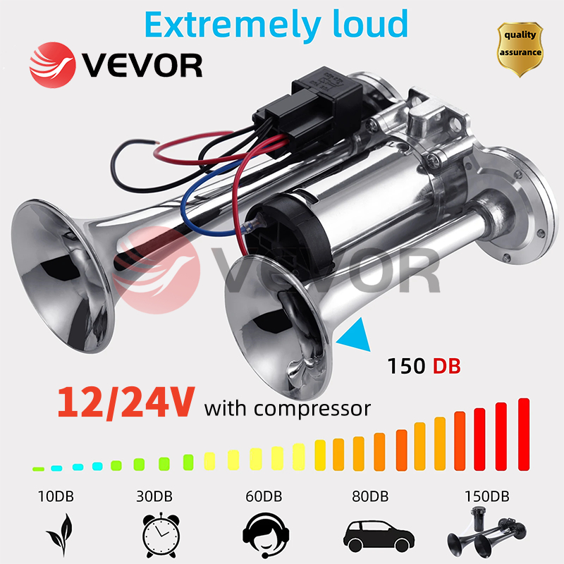 air horn 24v for truck 12V Dual Trumpet Car Air Horn with Compressor ...